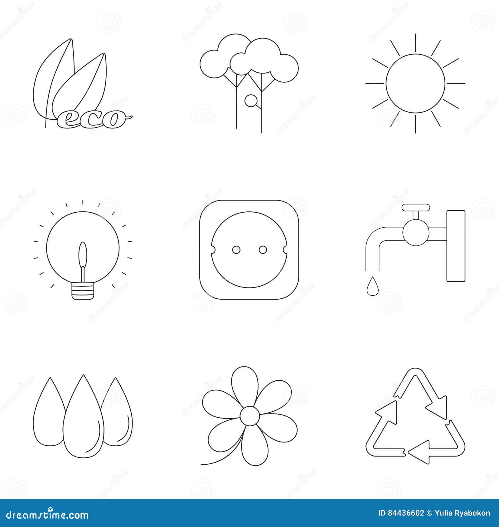 Production of Energy Icons Set, Outline Style Stock Vector ...