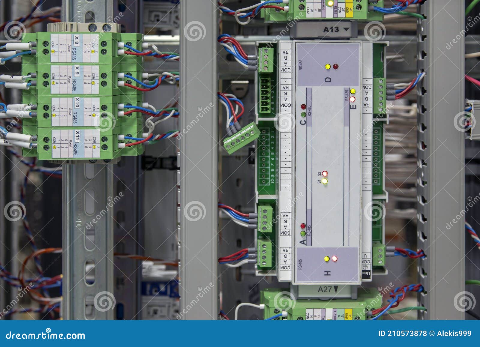 Production Equipment Control Controller. Control Panel with Sensors and ...