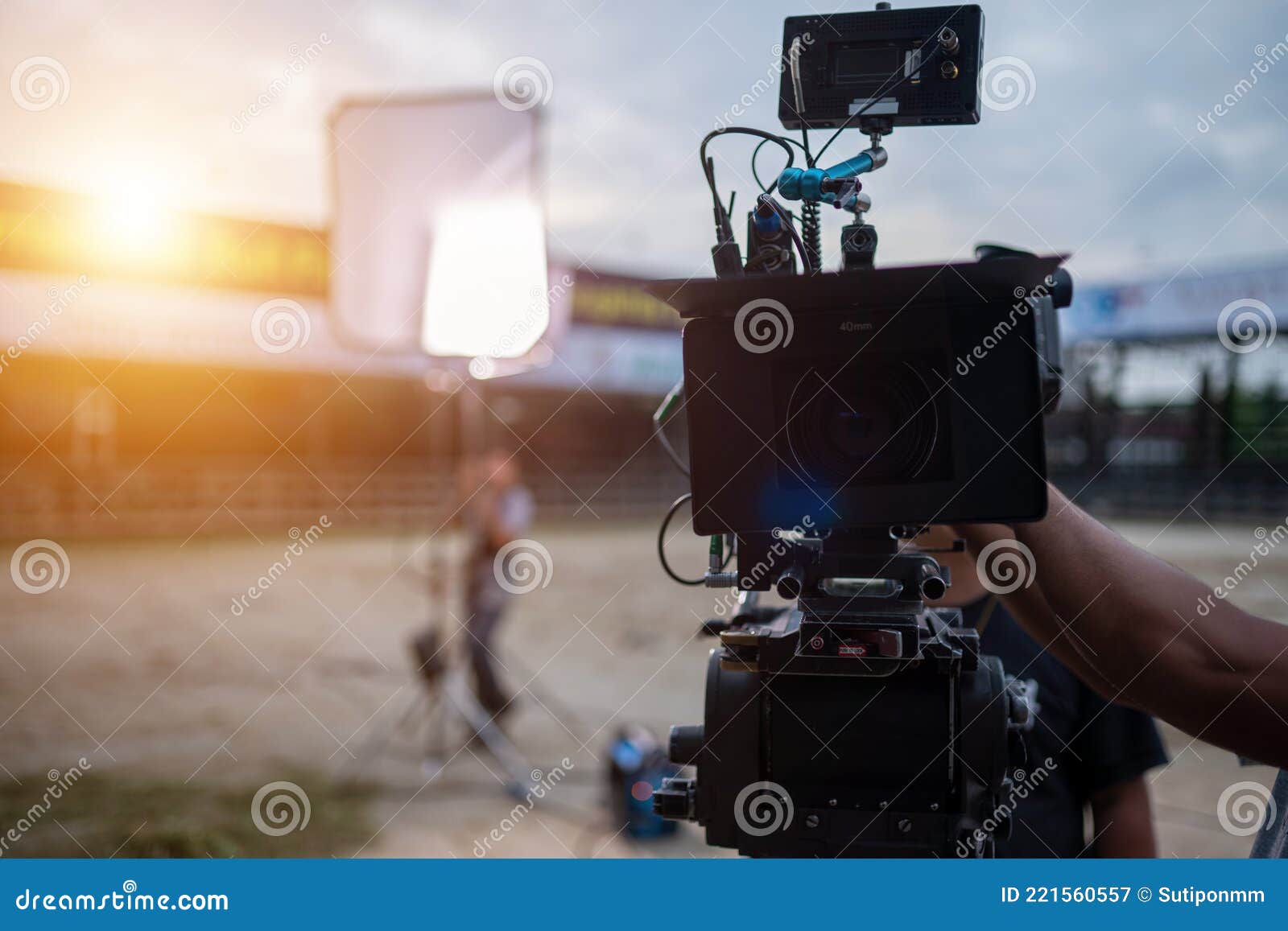 The Production Film Set Camera and Lighting on Set Stock Image - Image ...