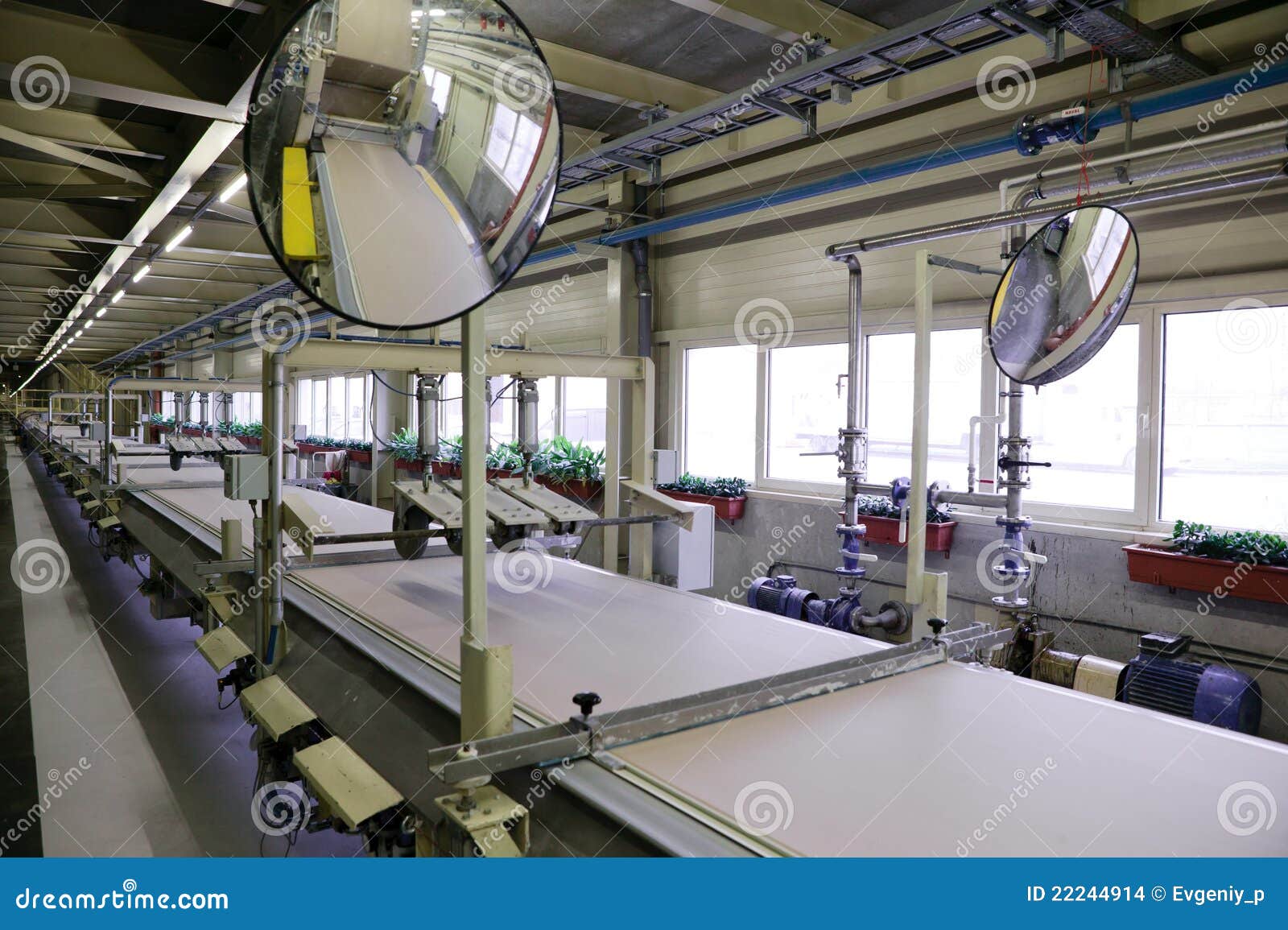 Production of Gypsum Boards Stock Photo - Image of indoor, engineering ...