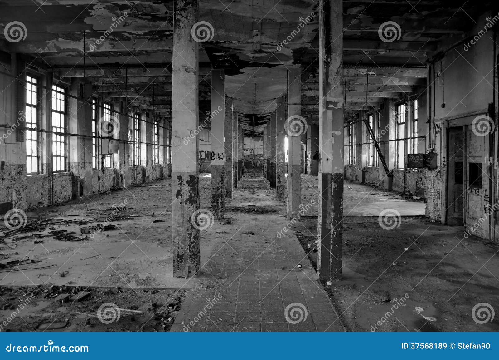 Production hall Abandoned stock image. Image of destruction - 37568189