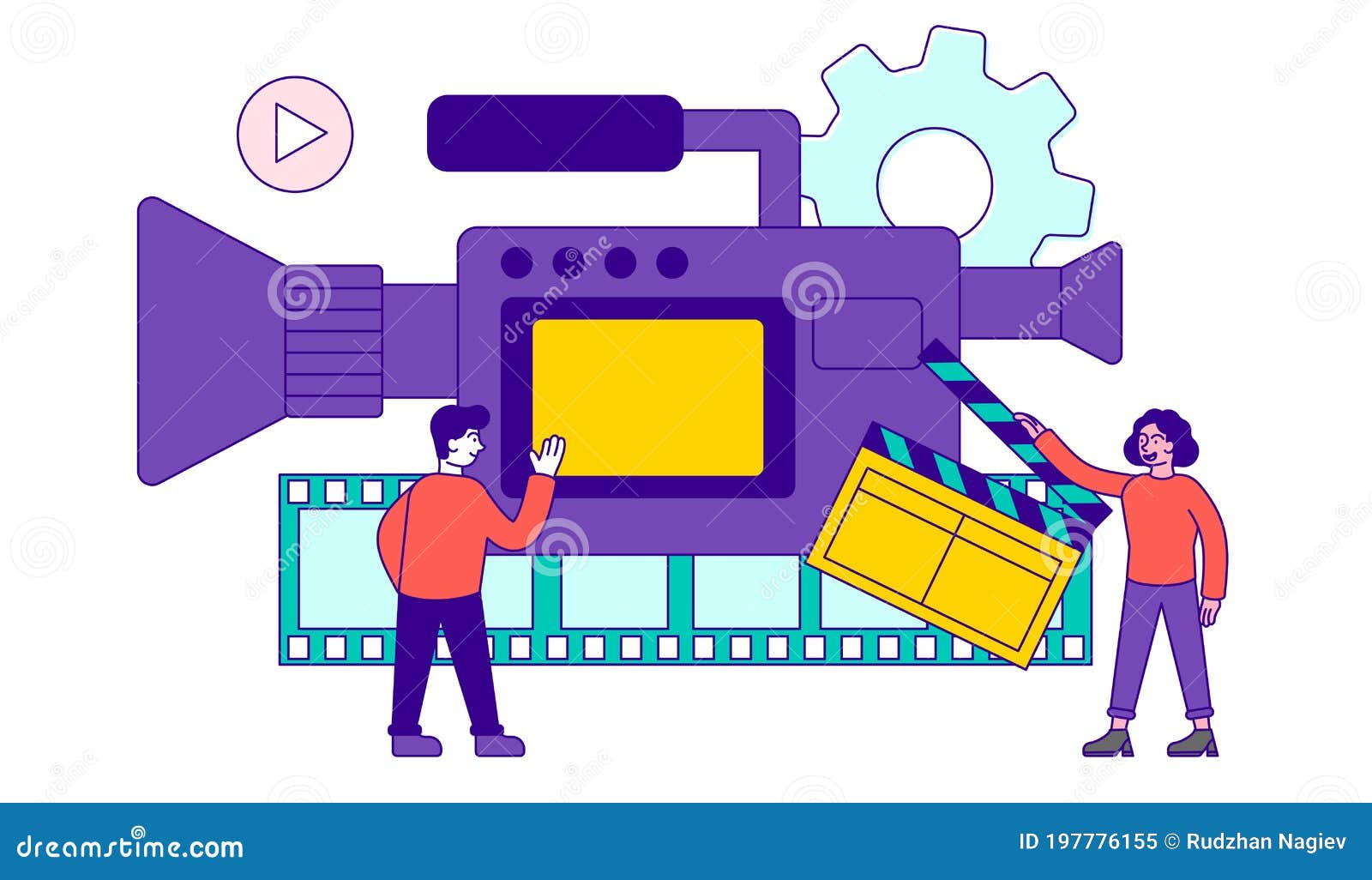 Production of High-quality Video Content Concept. Stock Vector ...