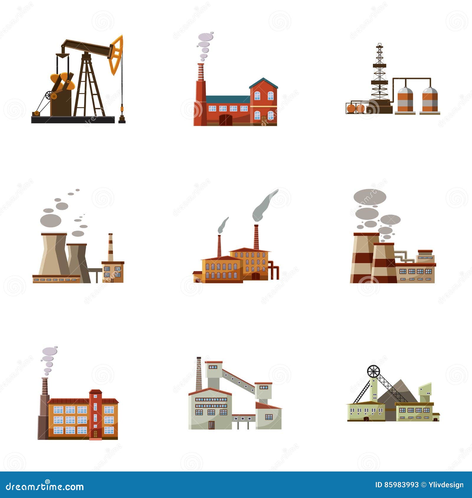 Production Icons Set, Cartoon Style Stock Vector - Illustration of ...