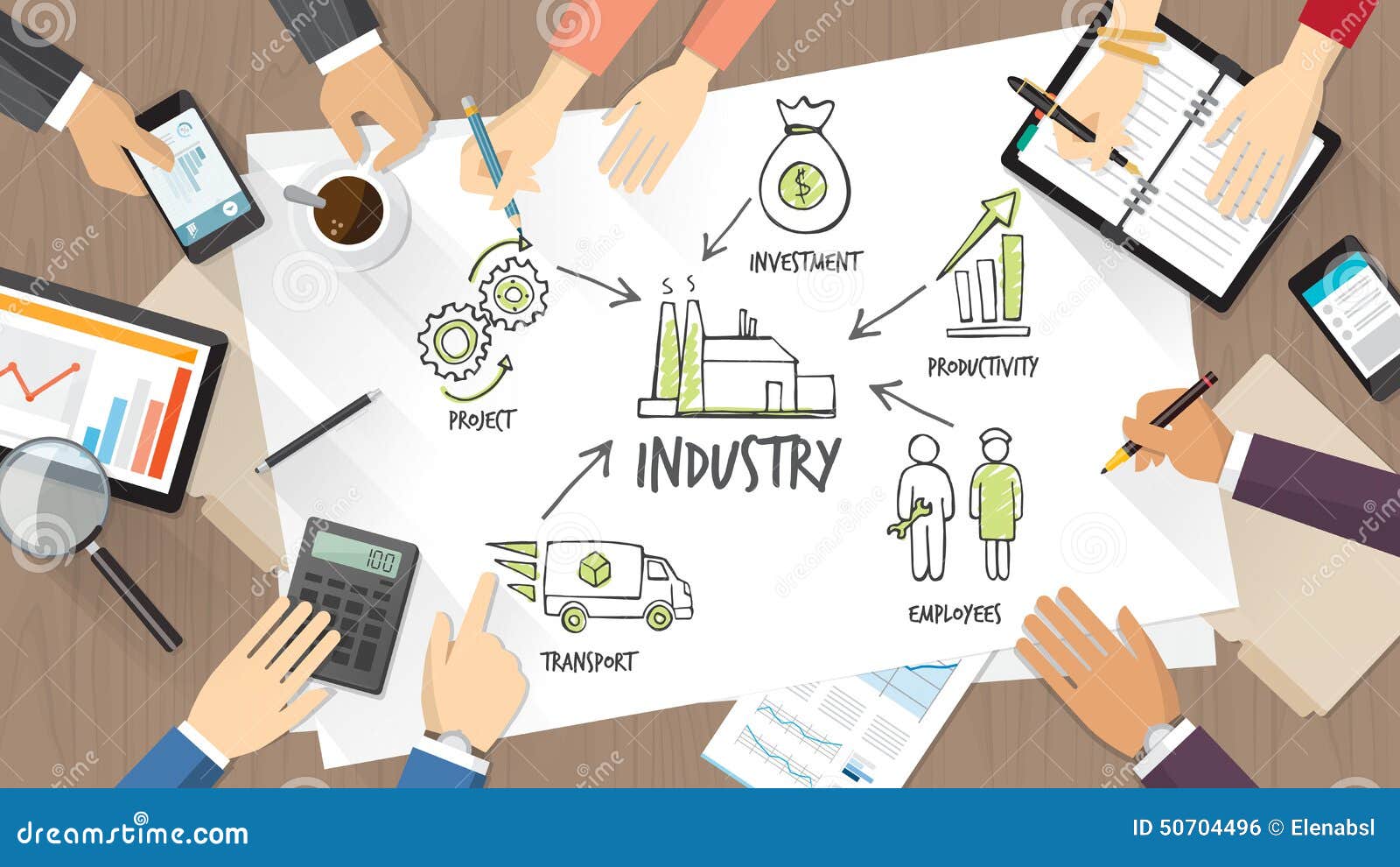 Production industrielle illustration de vecteur. Illustration du bureau ...