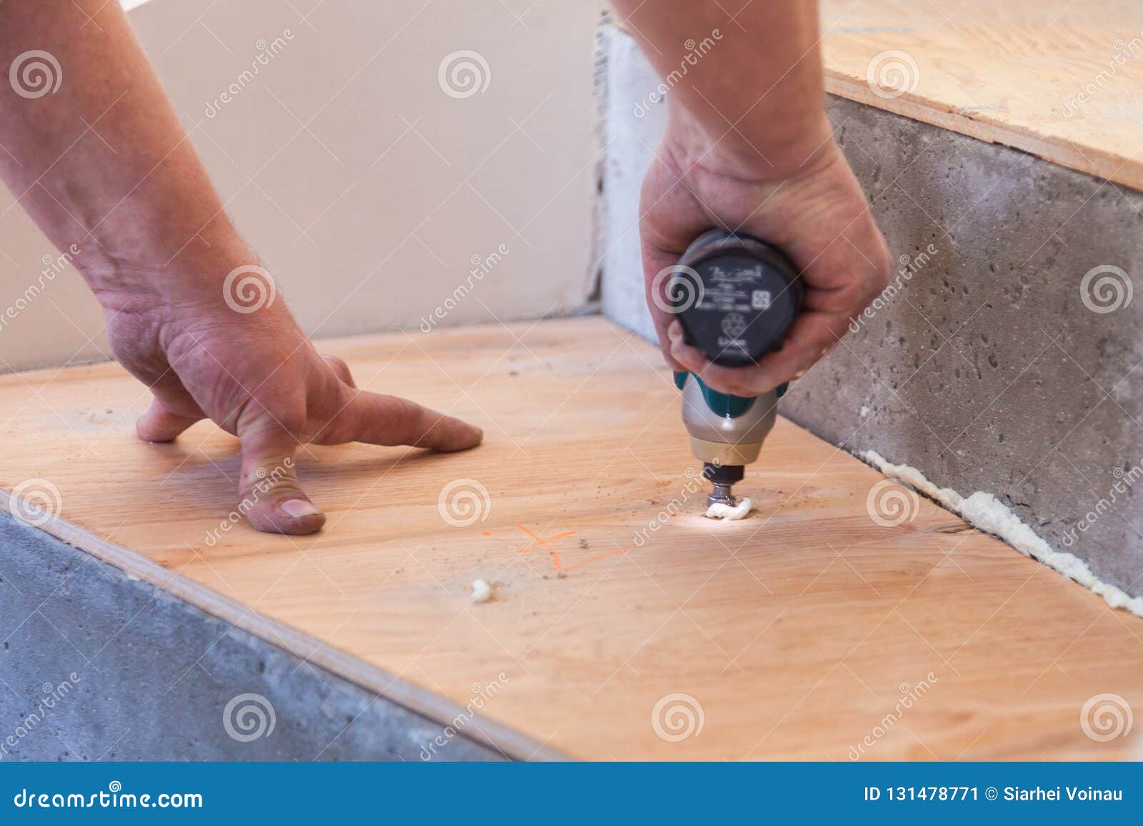Production and Installation of Flax. Work of the Master Stock Image ...