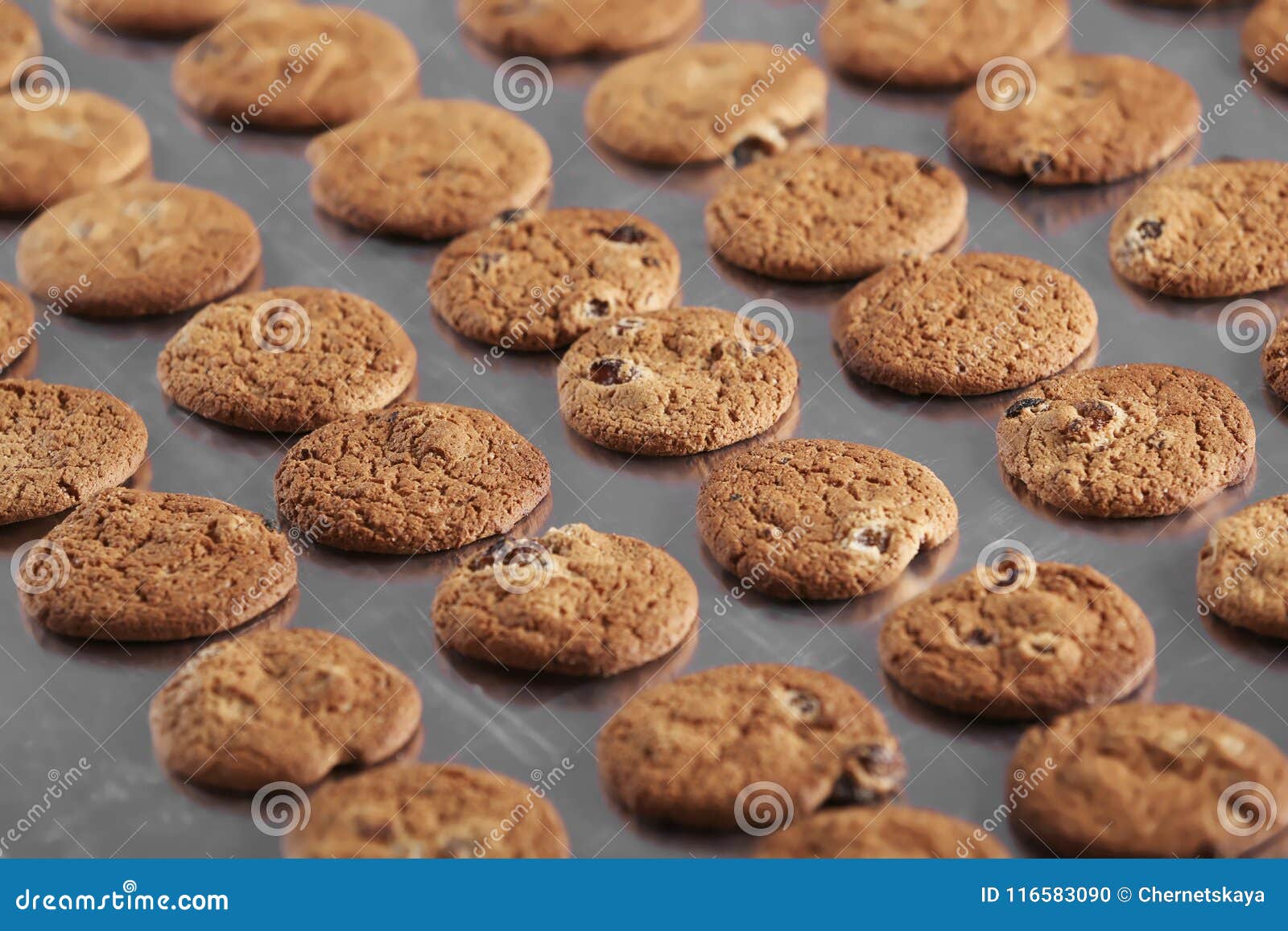 Production Line of Baking Cookies Stock Photo - Image of automated ...