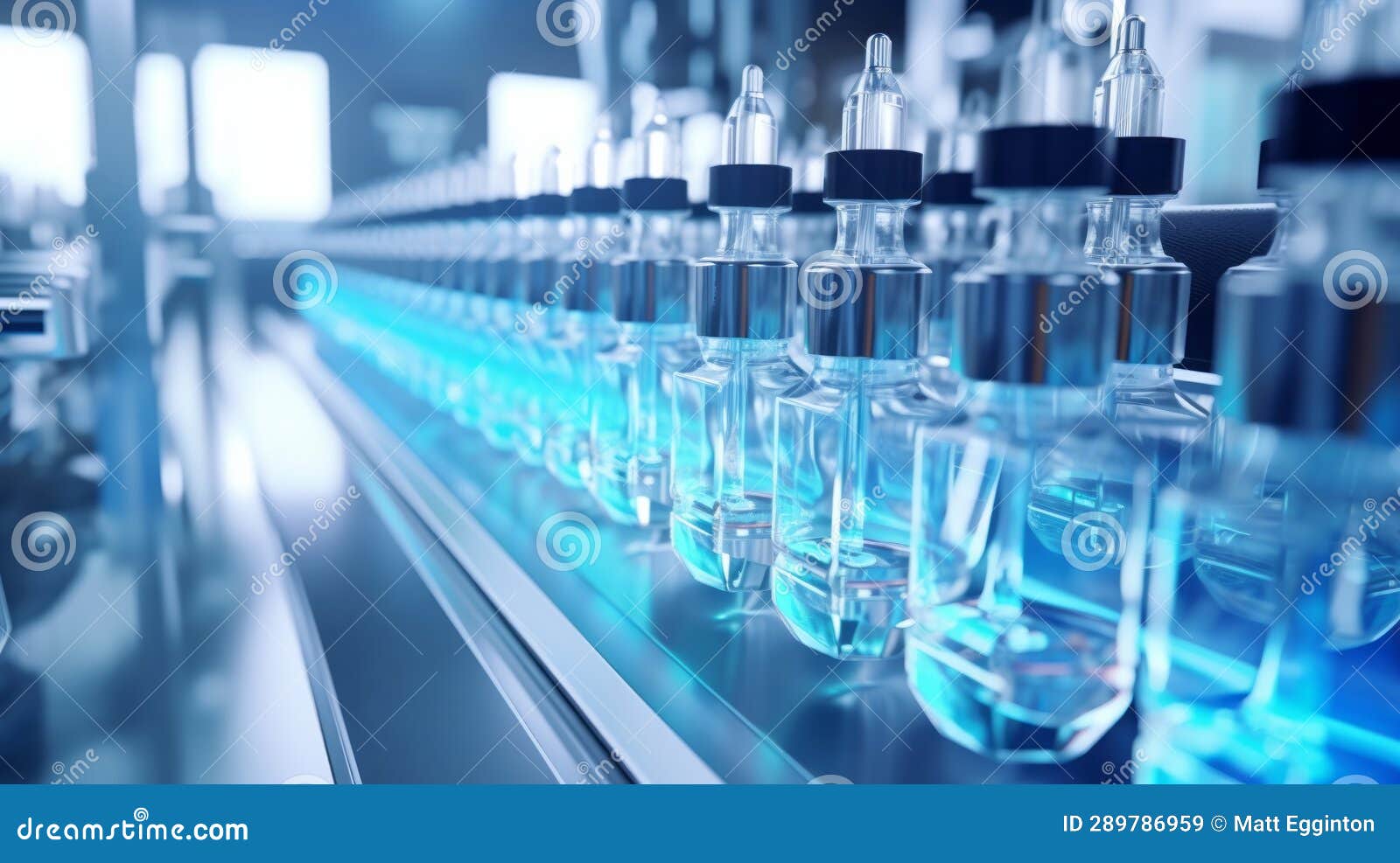 A Production Line with Bottles Filled with Liquid on a Conveyor Belt ...