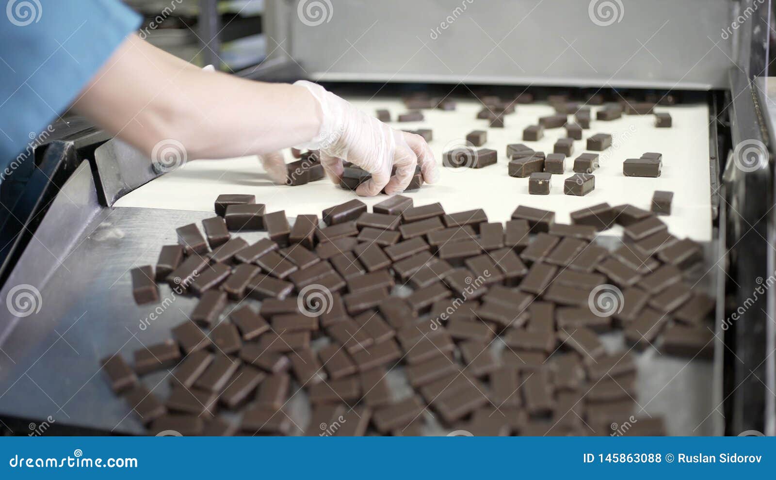 Production Line for the Production of Chocolates. Candy Covered with ...