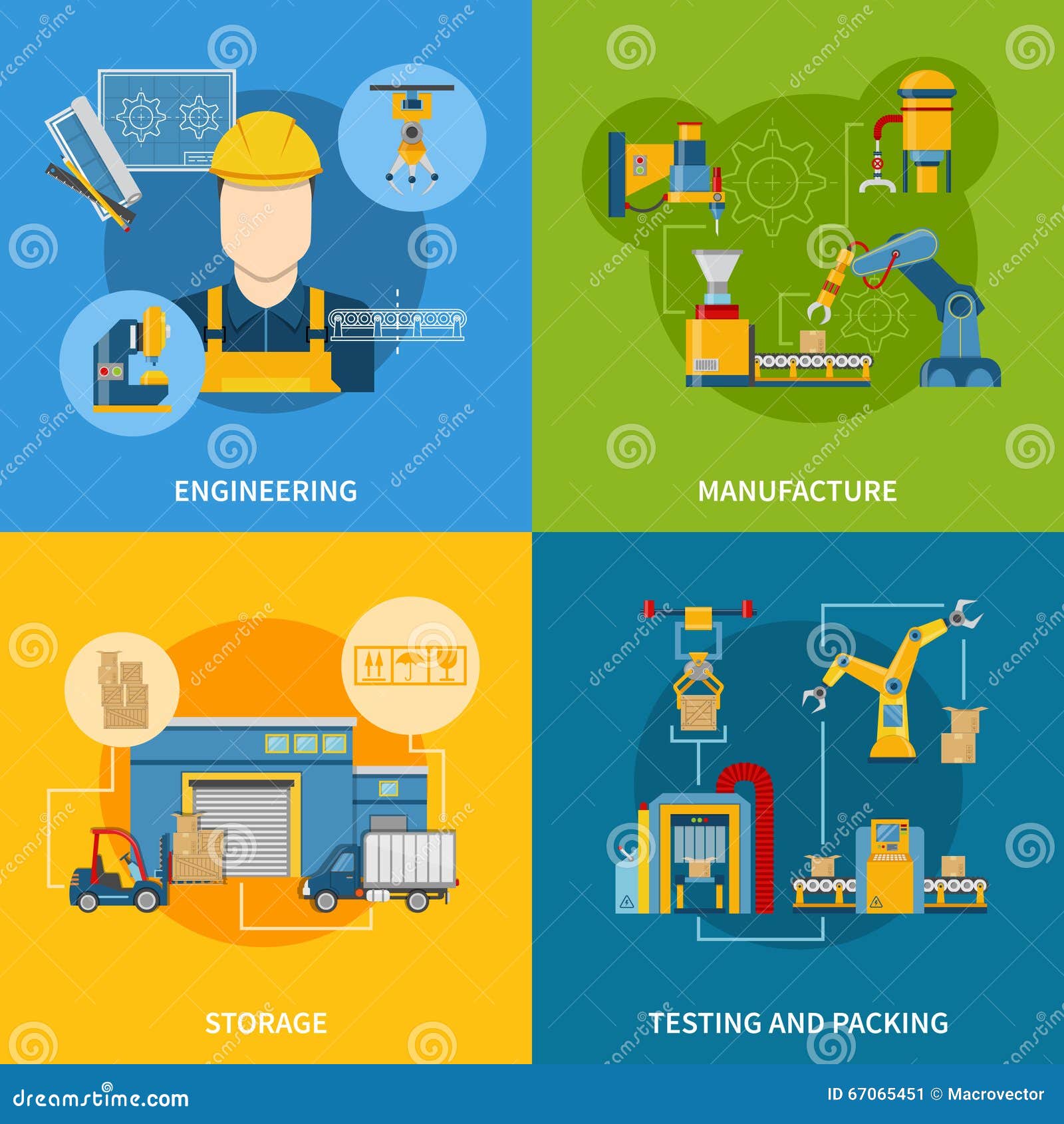 Production Line Concept Design Set Stock Vector - Illustration of ...