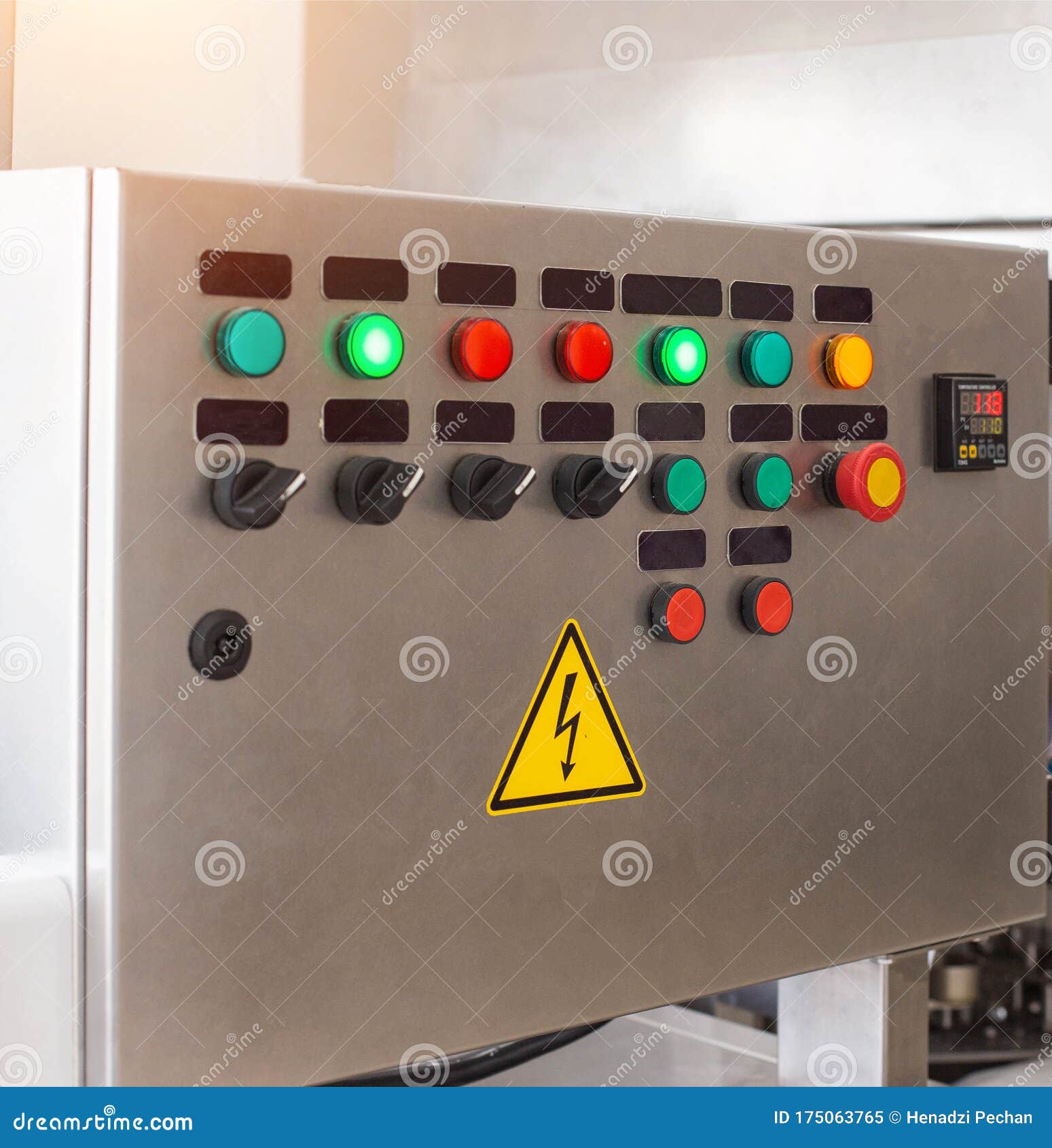 Production Line Control Panel, Industry. Multi-colored Buttons ...