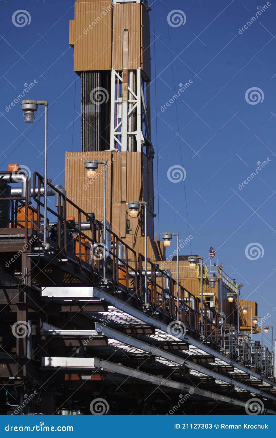 Production Line and Drilling Rig Derrick Stock Image - Image of ...