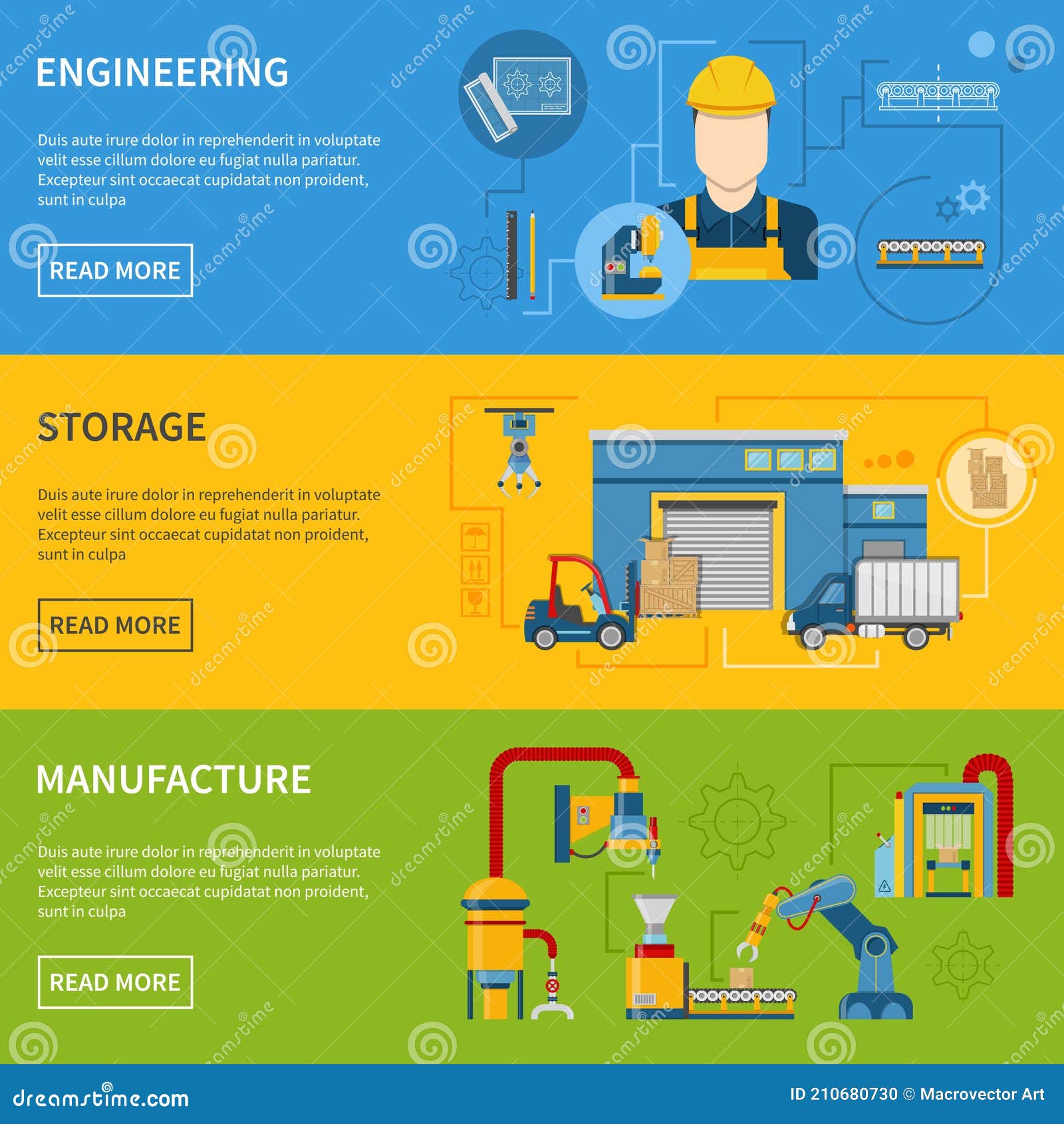 Production Line Horizontal Banners Stock Vector - Illustration of ...