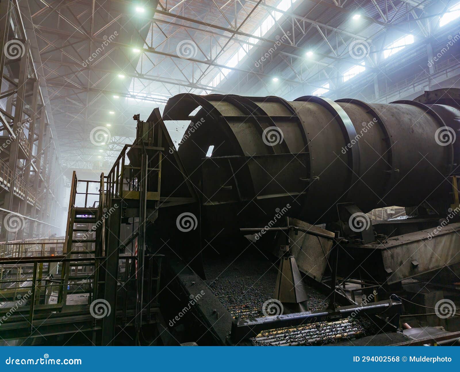 Production Line of Iron Ore Pellets. Ore Rumbling Machines Stock Photo ...