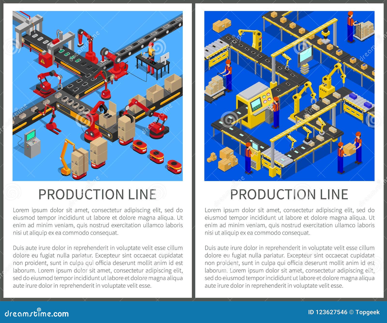 Production Line Posters Set, Vector Illustration Stock Vector ...