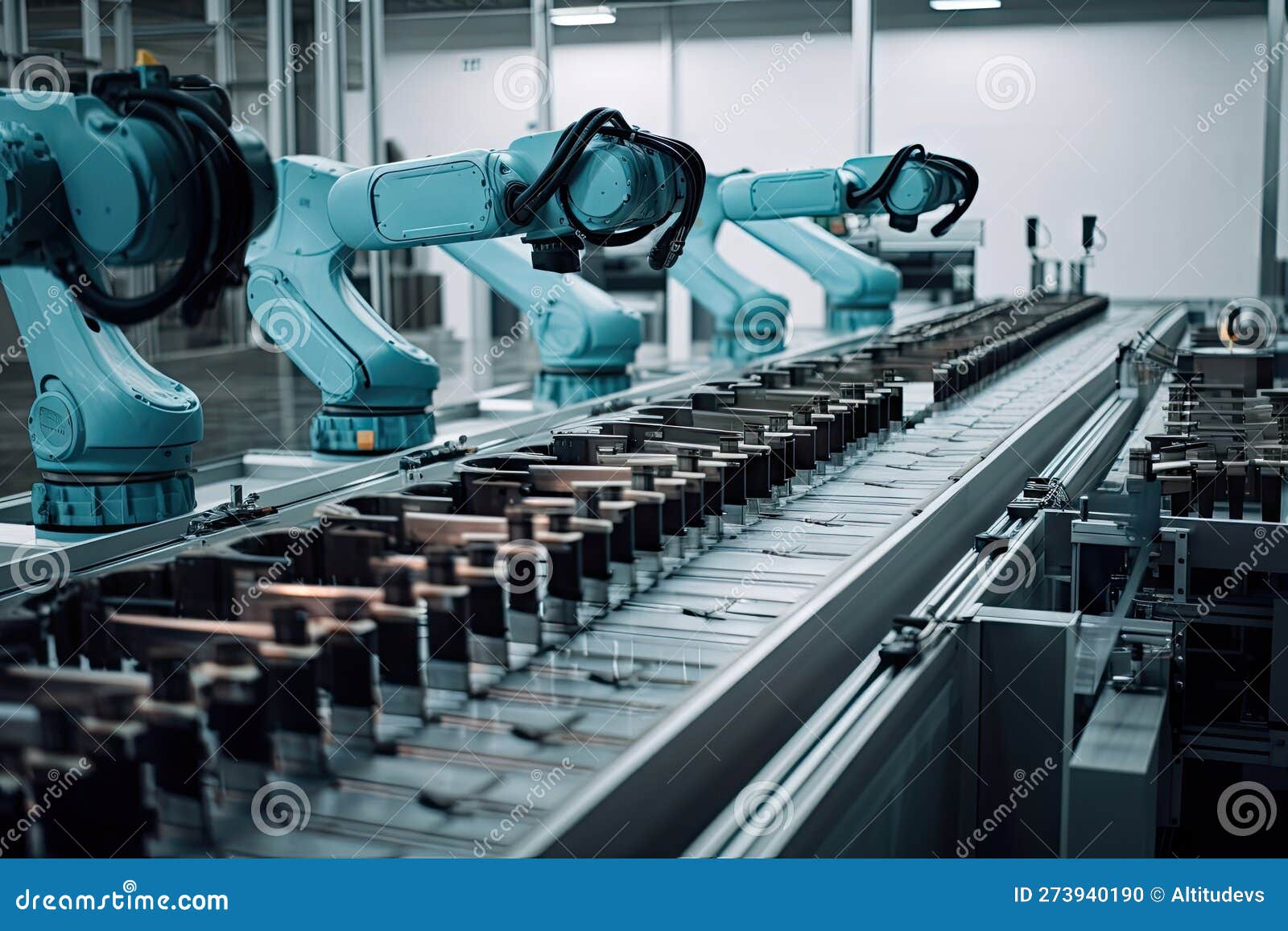 Production Line, with Robots Performing Various Tasks in Sequence Stock ... Production Line, with Robots Performing Various Tasks in Sequence Stock ...