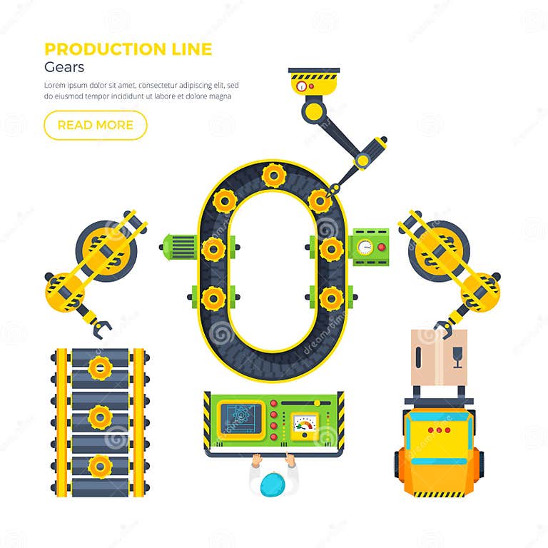 Production Line Top View stock vector. Illustration of mechanical ...