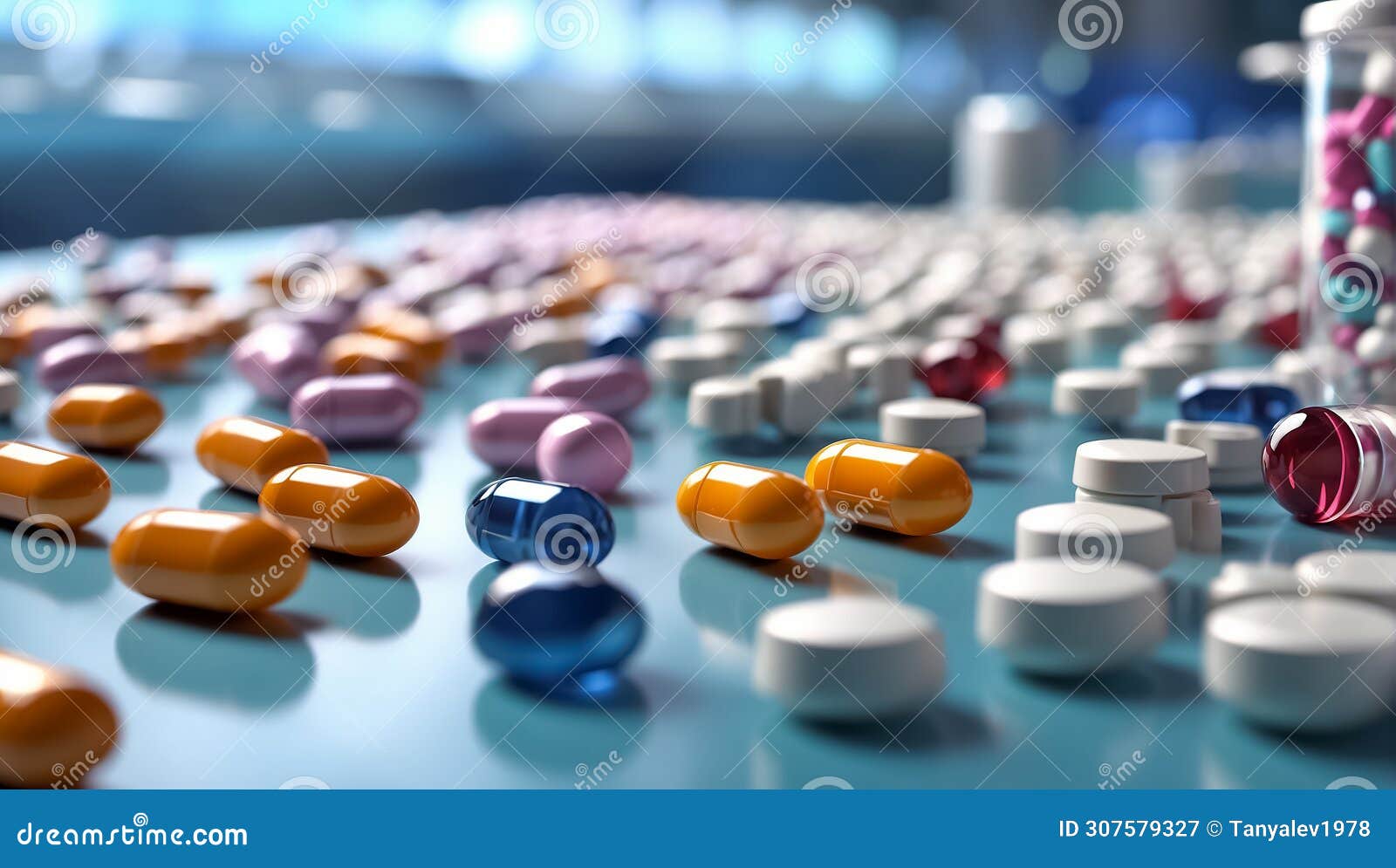 Production Line, Various Medicinal Tablets and Capsules Stock ...