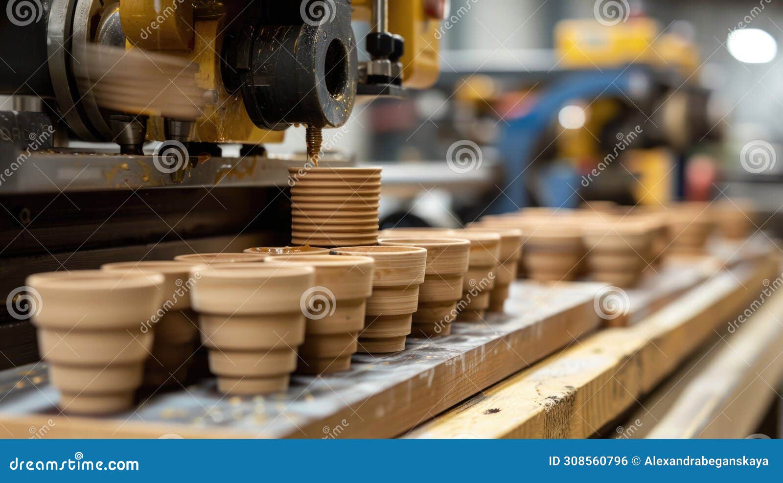 Production Line with White Plastic Cups Stock Illustration ...
