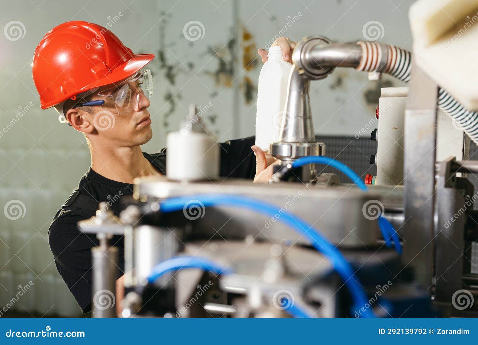 Production Line Worker or Technologist in Uniform Working in Chemical ...