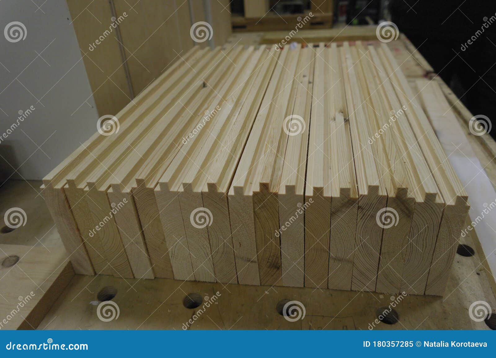 Production of Lining from a Board in the Workshop Stock Image - Image ...