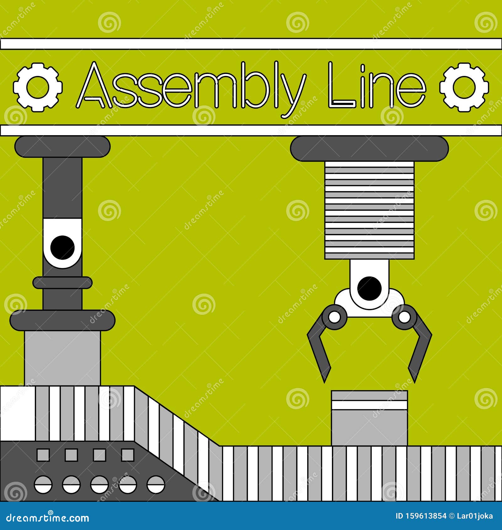 Assembly line poster stock vector. Illustration of machine - 159613854
