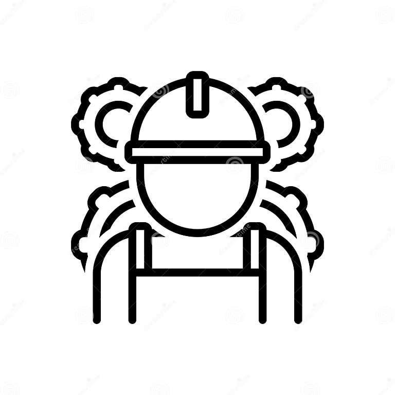 Black Line Icon for Production Manager, Production and Construction ...