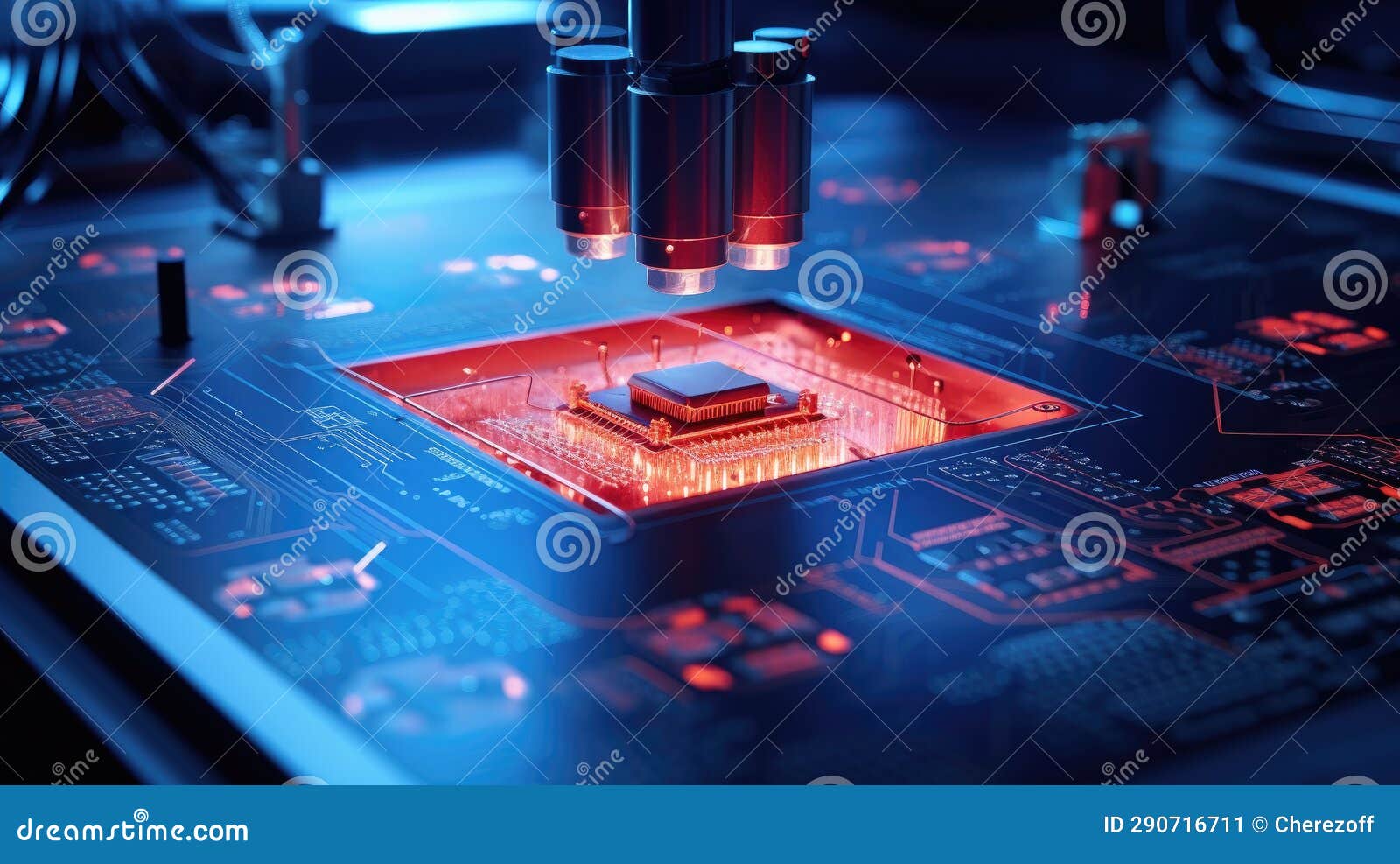 Production of a Modern Microprocessor Stock Image - Image of people ...