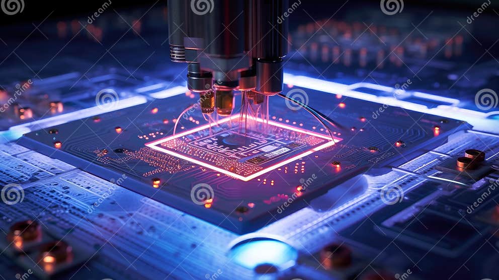 Production of a Modern Microprocessor Stock Photo - Image of digital ...