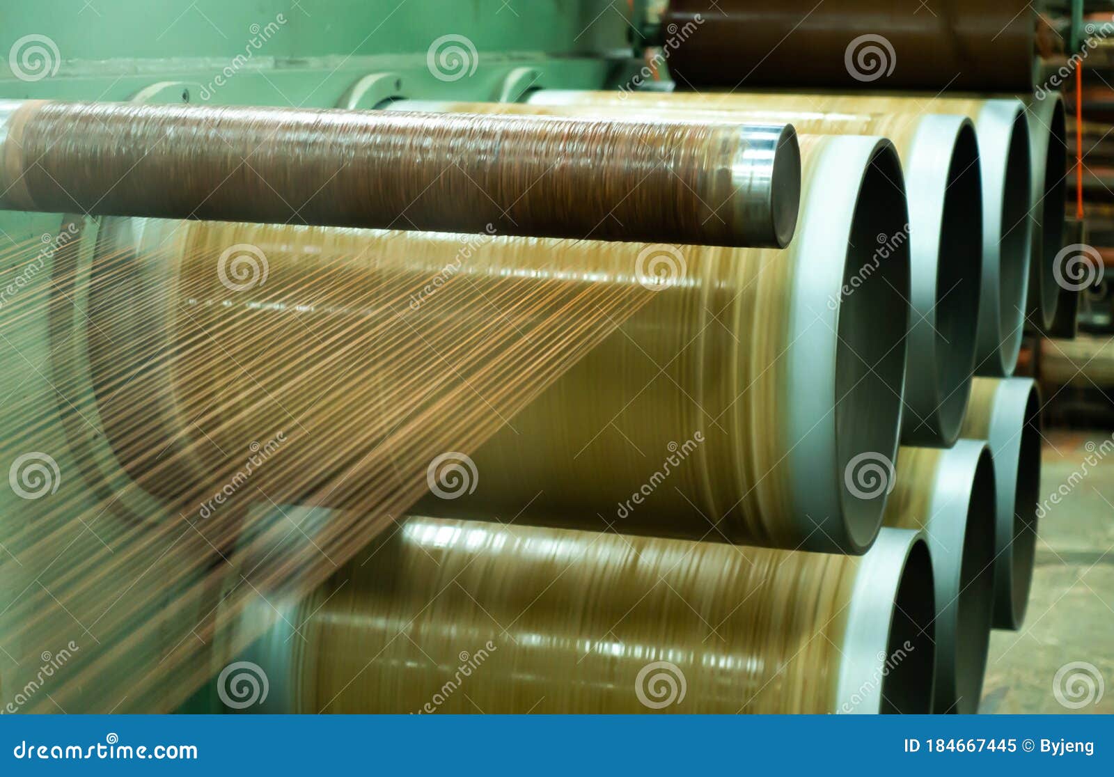 Nylon thread in a factory stock image. Image of factory - 184667445