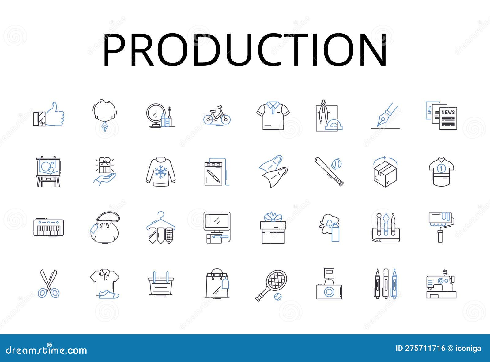 Production Line Icons Collection. Creation, Development, Fabrication ...