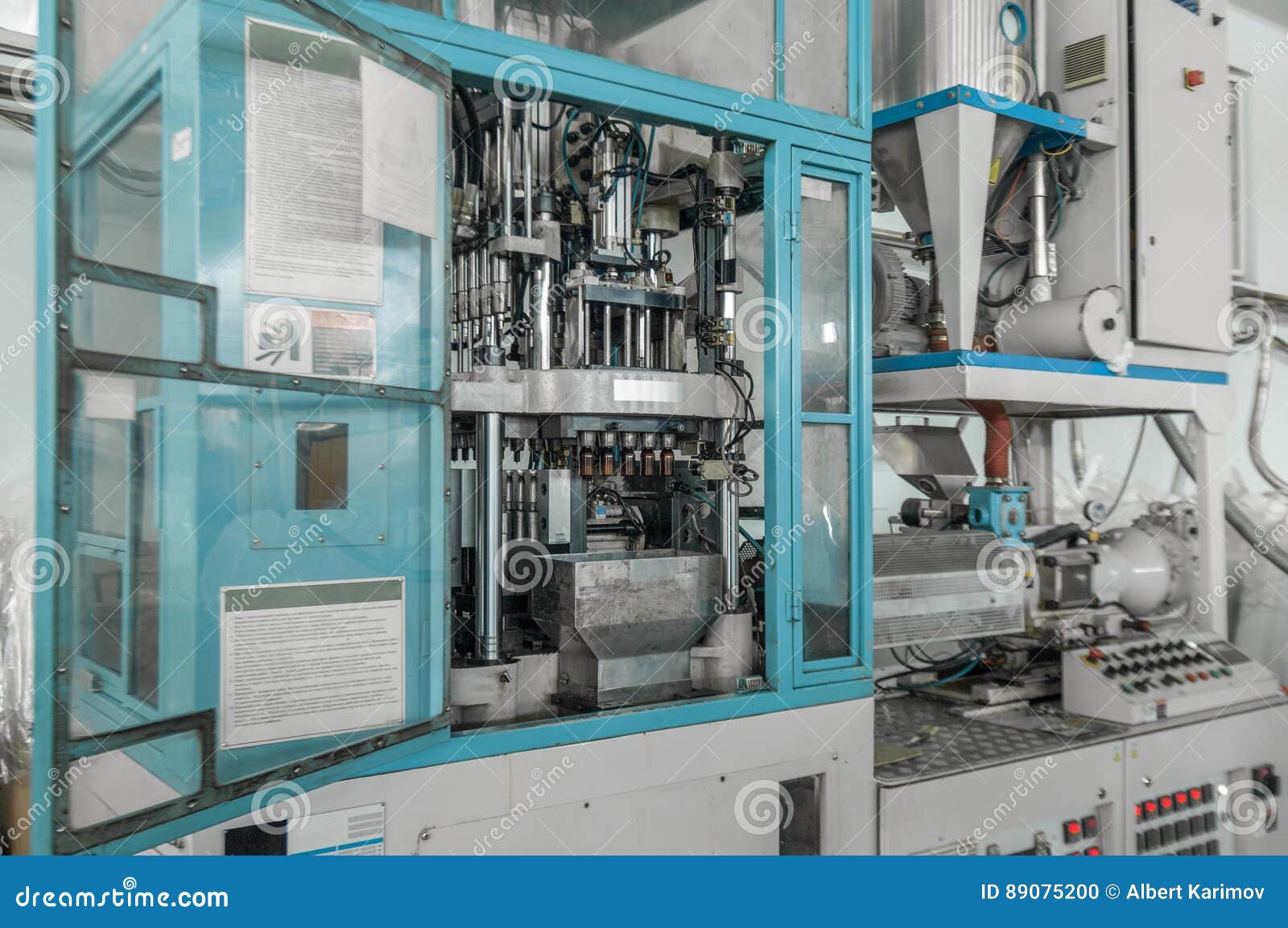 Production of PET preforms stock photo. Image of brown - 89075200