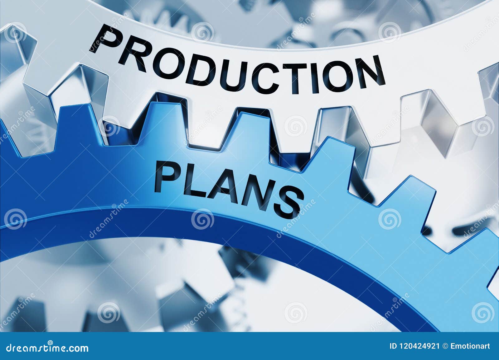 PRODUCTION PLANS on Metal Cog Gears. Stock Illustration - Illustration ...
