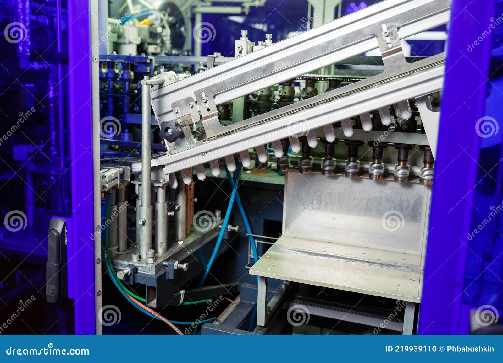 Production of Plastic Bottles Stock Photo - Image of automated, bottled ...