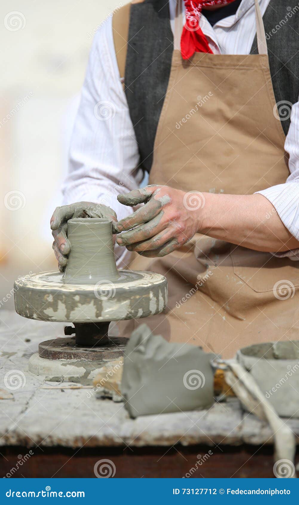 Production of a Pot with Clay Stock Photo - Image of craftsman, clay ...