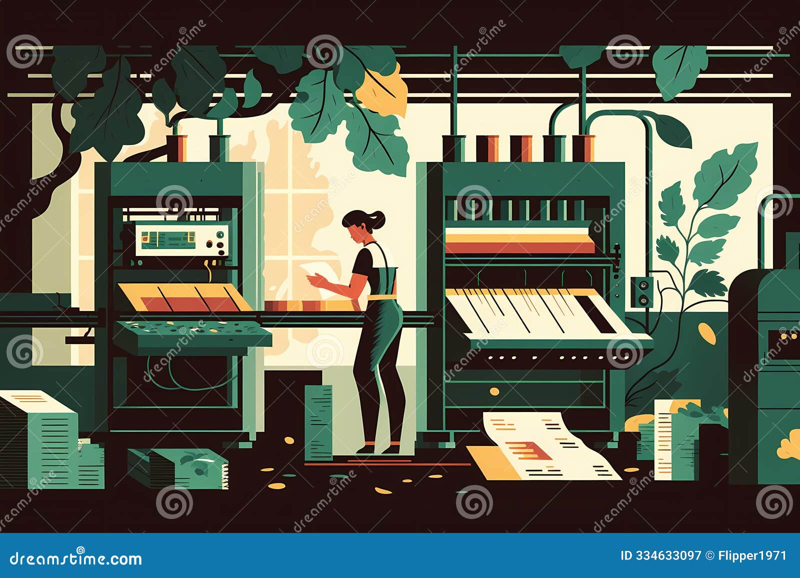 Production of Printed Matter. Typography Work Illustration Stock ...