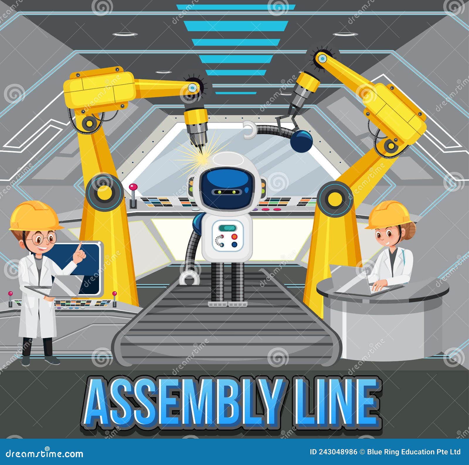 Production Process Concept with Assembly Line Banner Design Stock ...