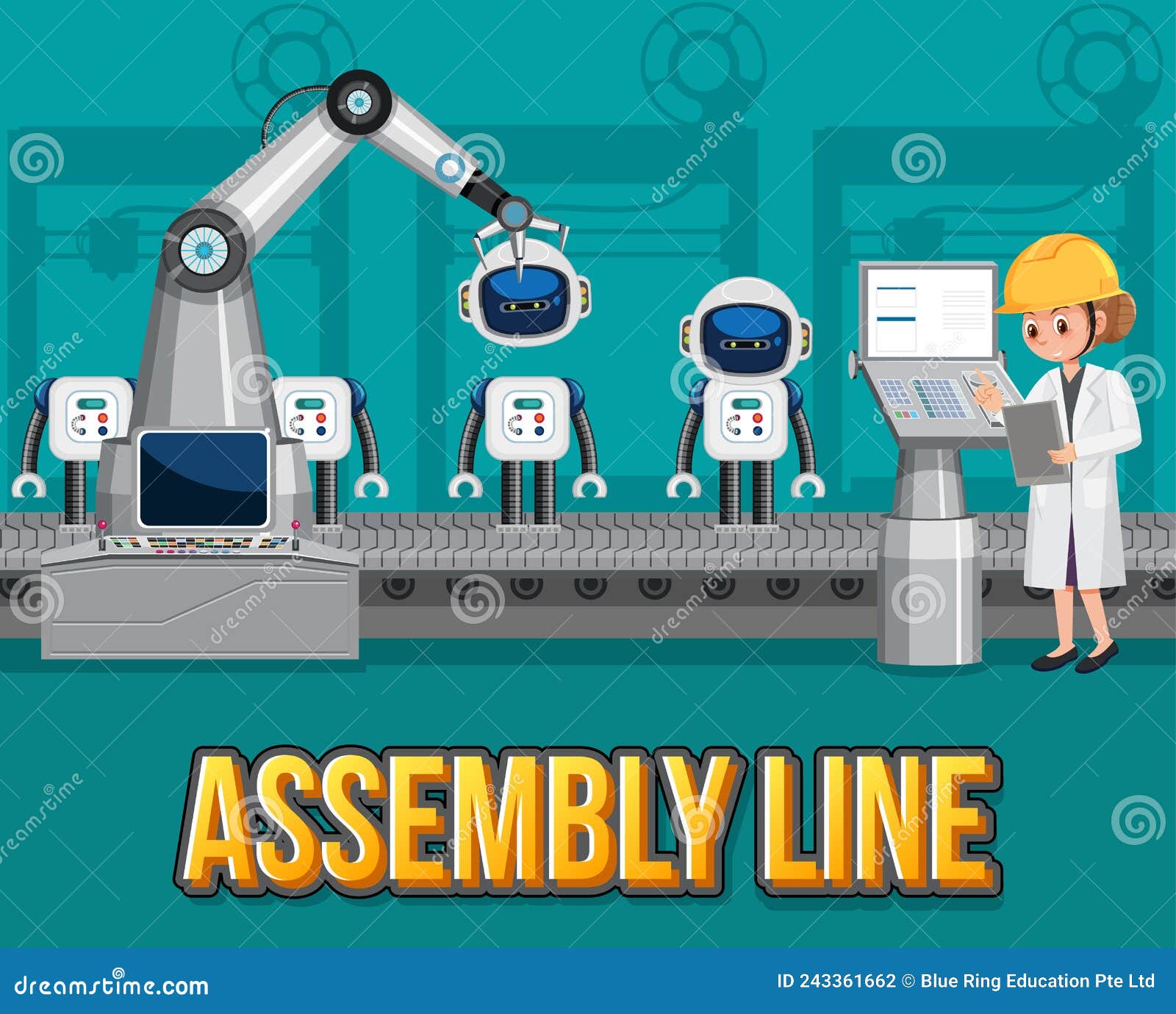 Production Process Concept with Assembly Line Banner Design Stock ...