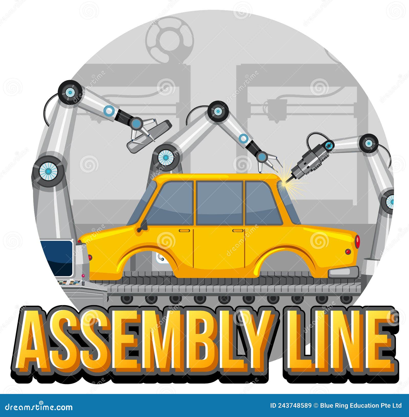 Production Process Concept with Assembly Line Banner Design Stock ...