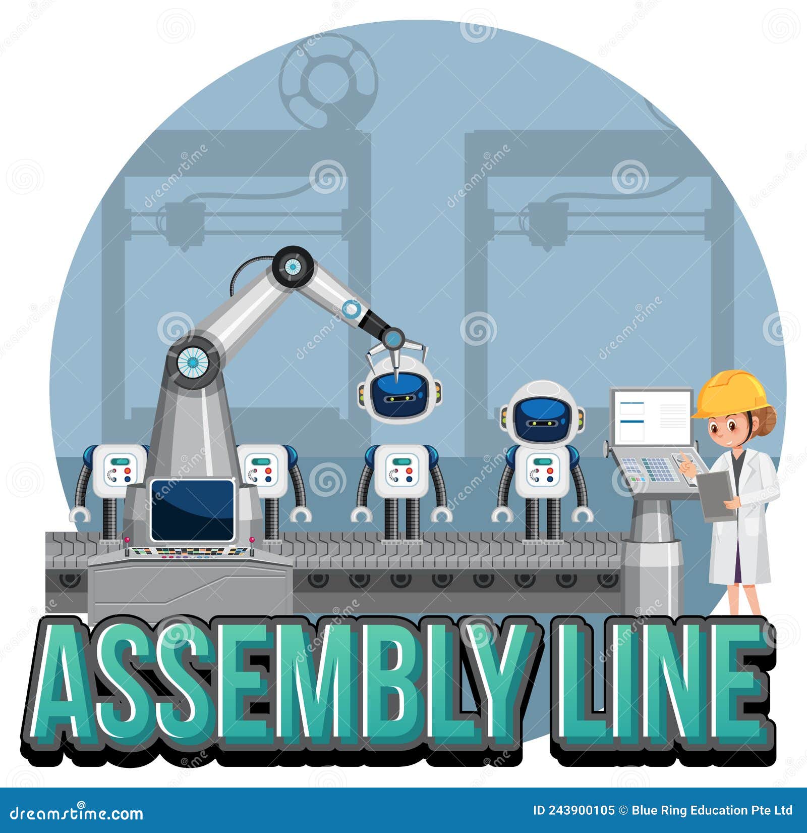 Production Process Concept with Assembly Line Banner Design Stock ...