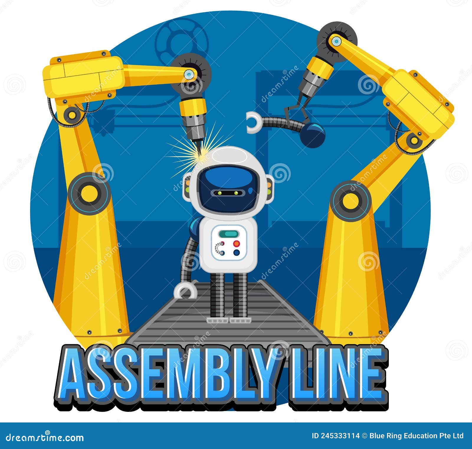 Production Process Concept with Assembly Line Banner Design Stock ...