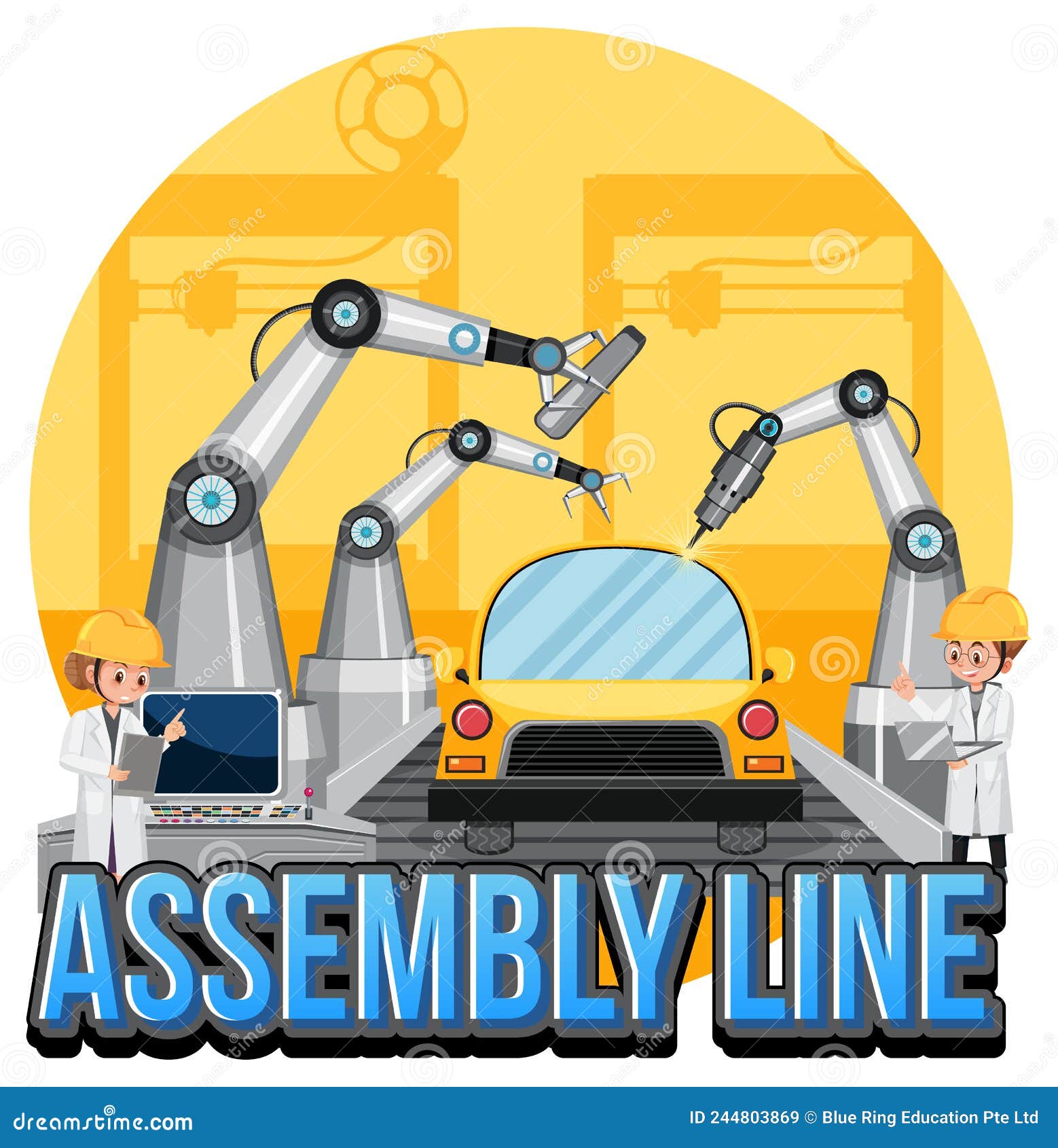 Production Process Concept with Assembly Line Banner Design Stock ...