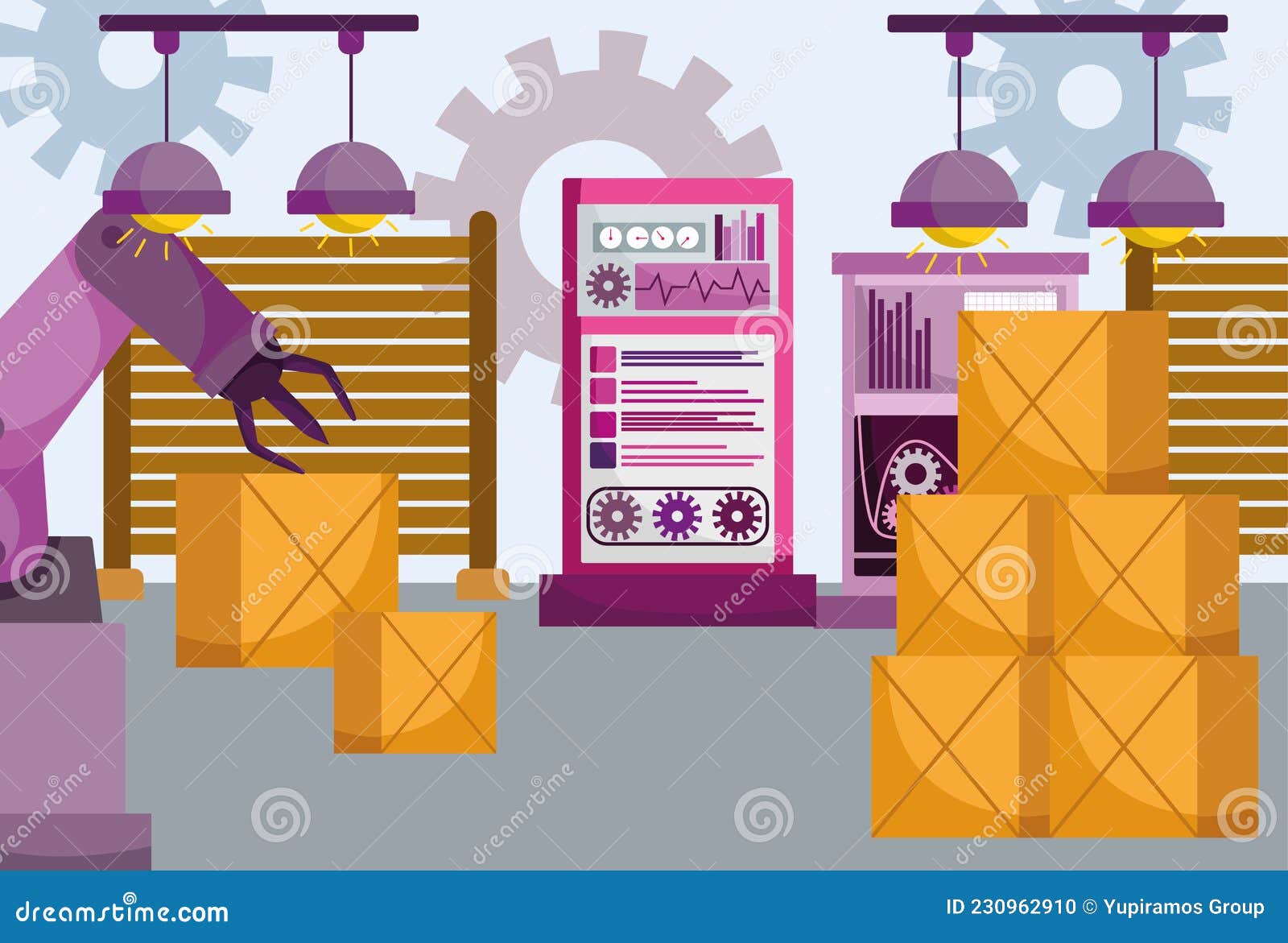 Production Process Machines Stock Vector - Illustration of technology ...
