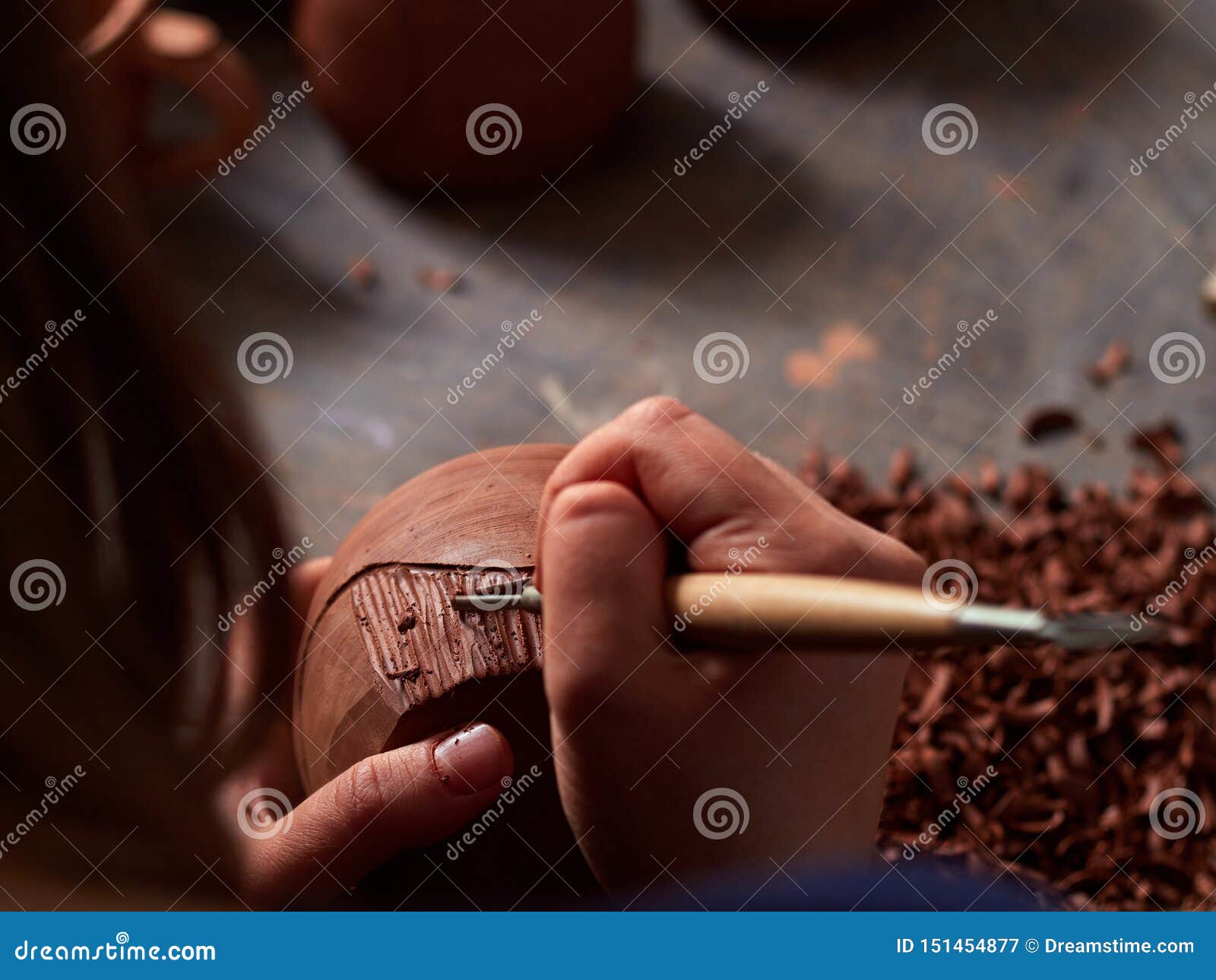 Potter at work stock image. Image of ceramic, material - 151454877