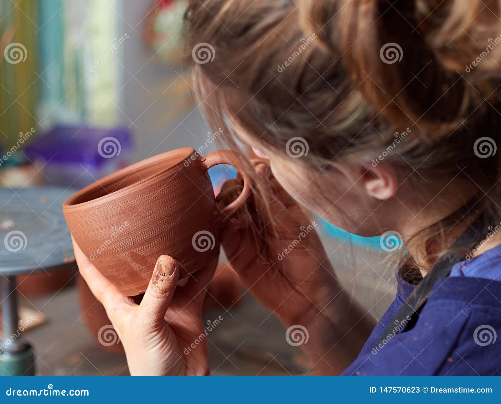 The Potter Works in the Main Workshop. Stock Image - Image of ...