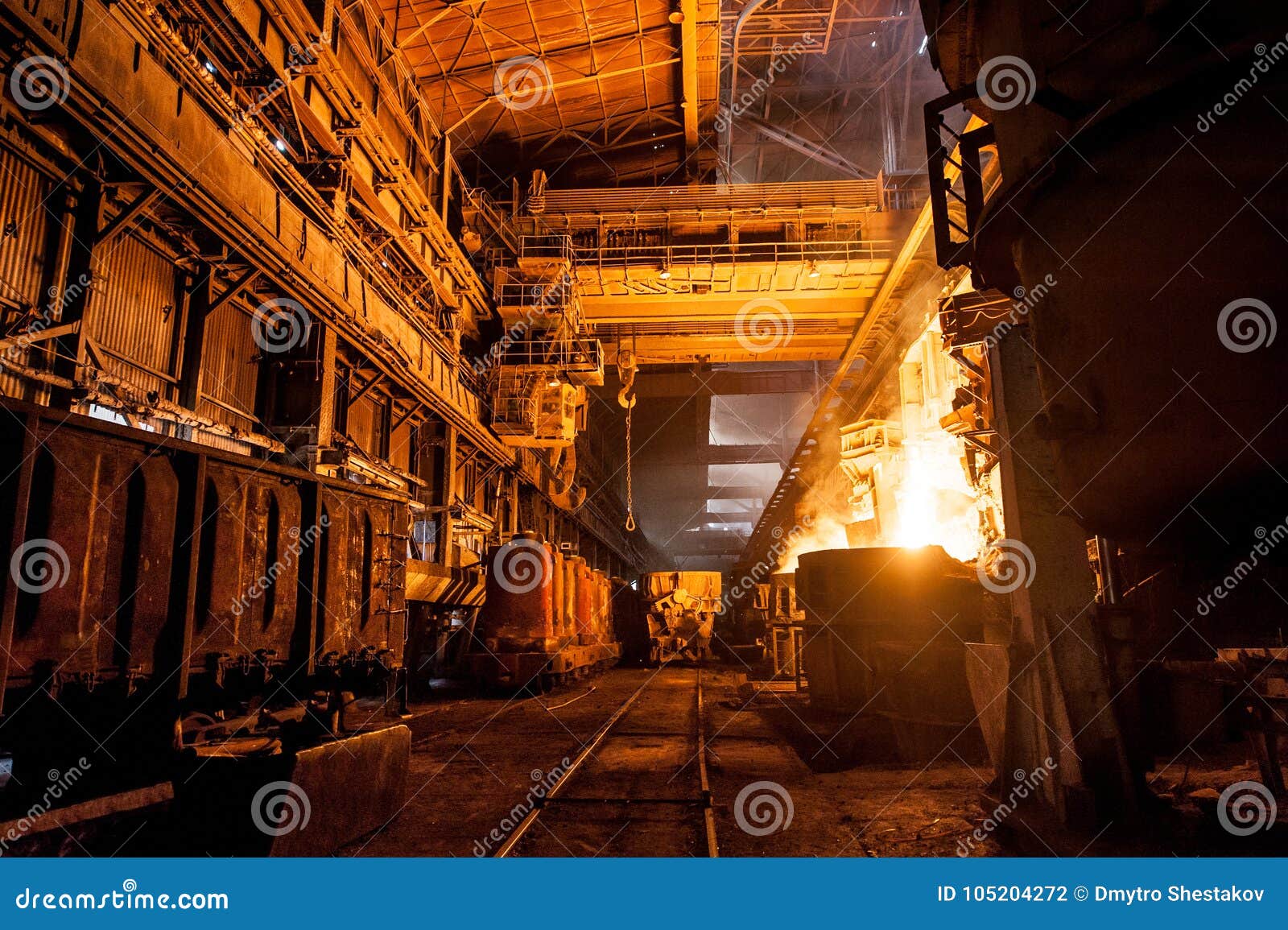 Production Process in the Steel Mill Stock Photo - Image of burning ...