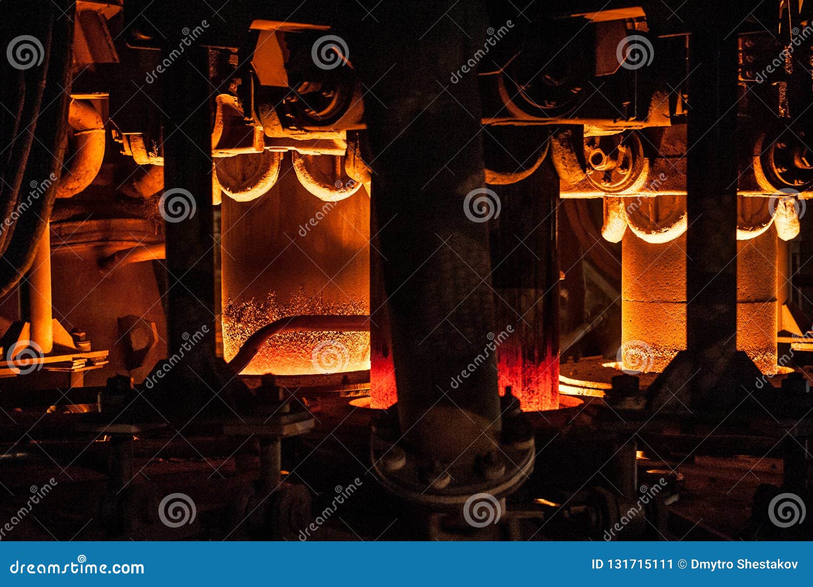 Production Process in the Steel Mill. Arc Furnace Stock Image - Image ...