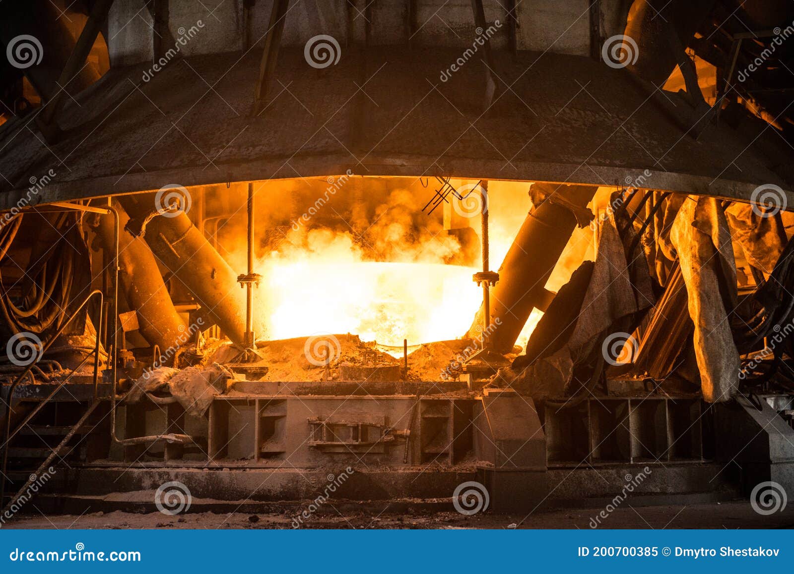 Production Process in the Steel Mill. Arc Furnace Stock Image - Image ...