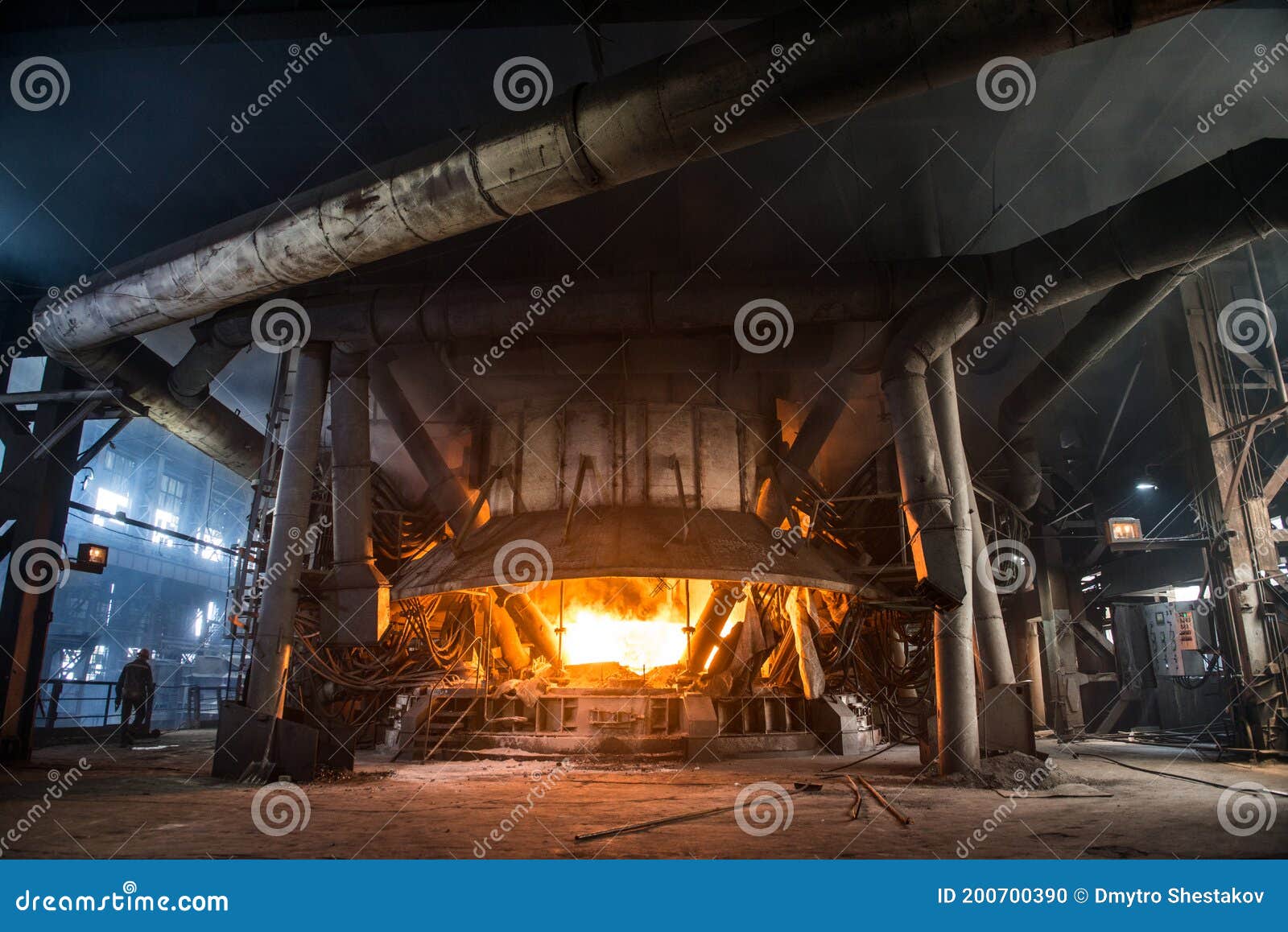 Production Process in the Steel Mill. Arc Furnace Stock Photo - Image ...