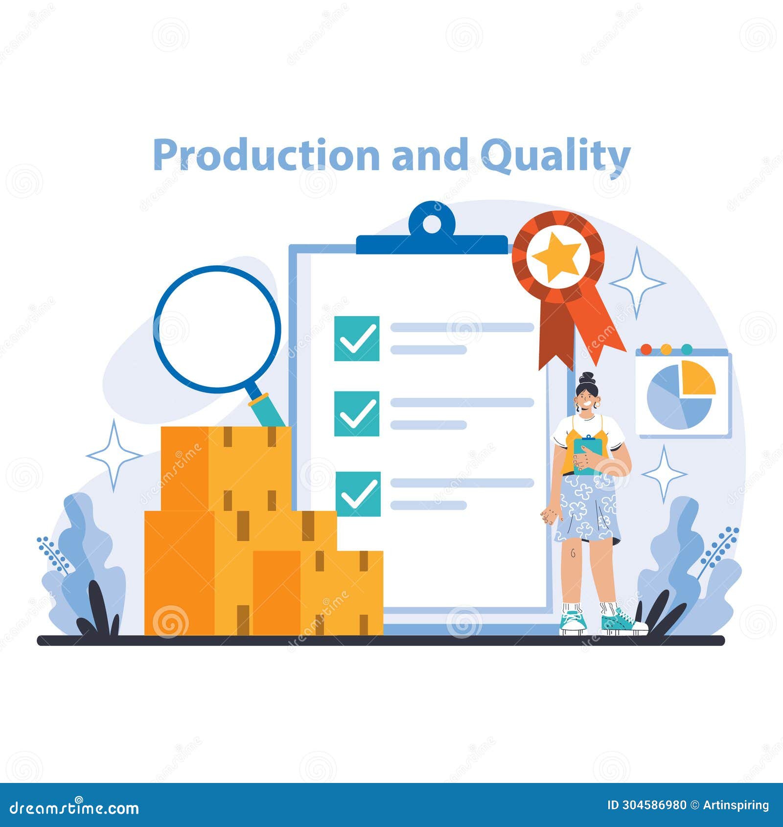 Production and Quality Concept. Flat Vector Illustration. Stock Vector ...