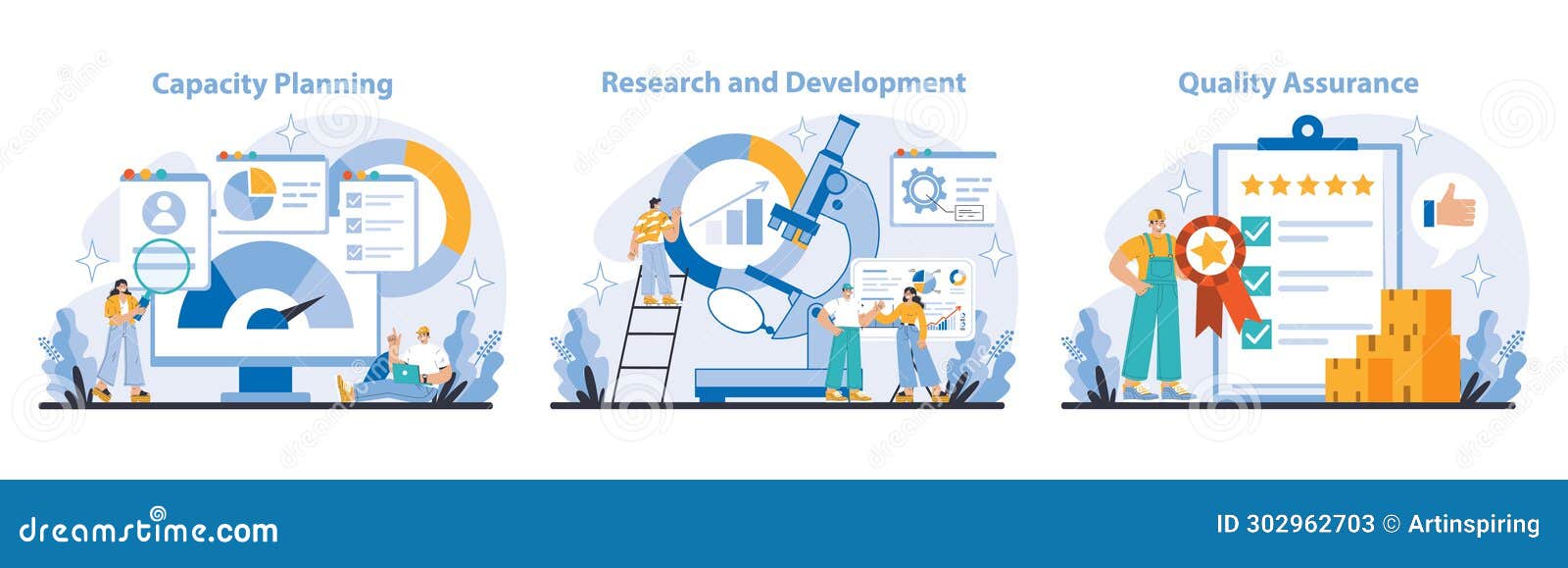 Production and Quality Concept. Flat Vector Illustration. Stock Image ...